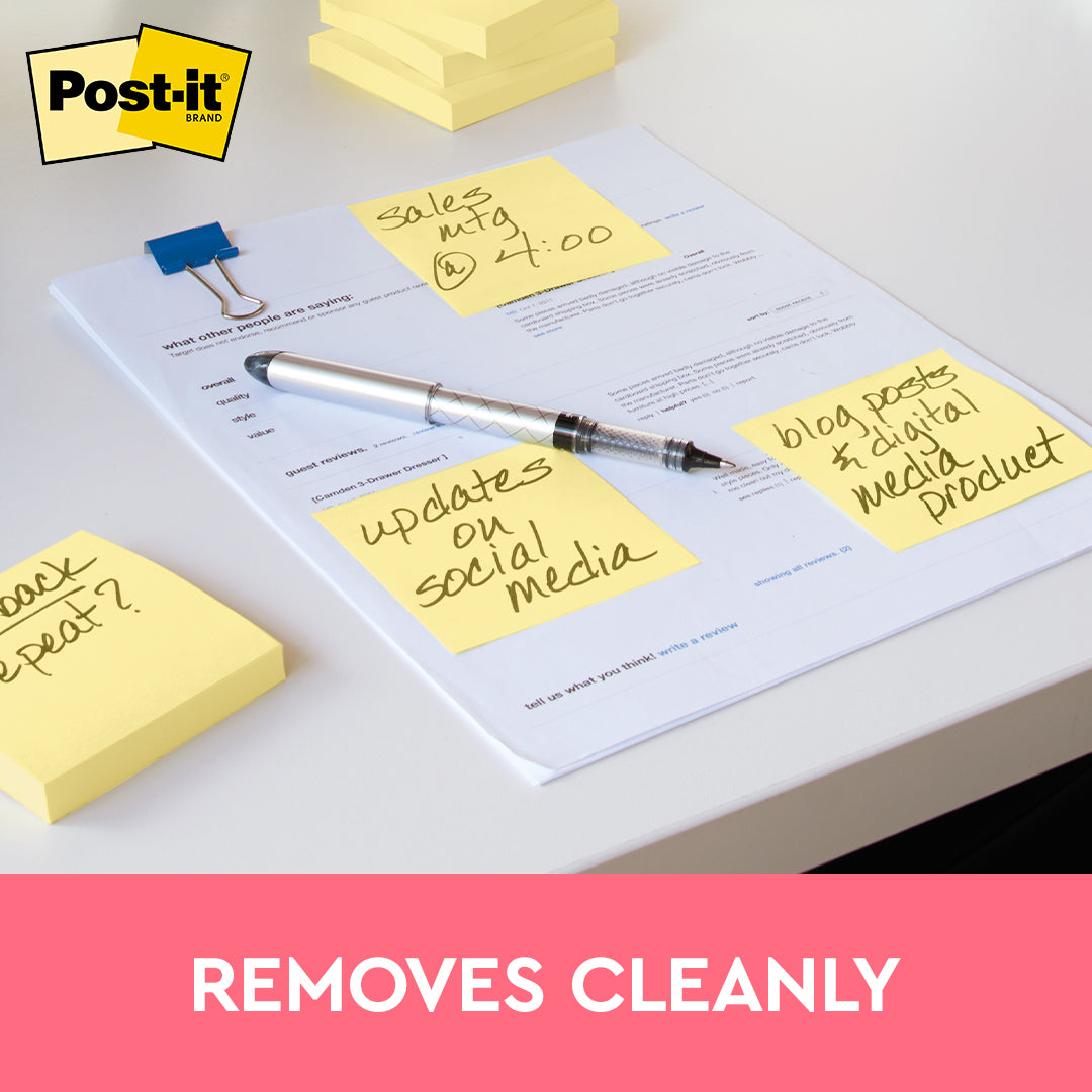 Post-it® 656-1CY Canary Yellow Notes, 2X3", 100sheets – 1HomeShop.sg