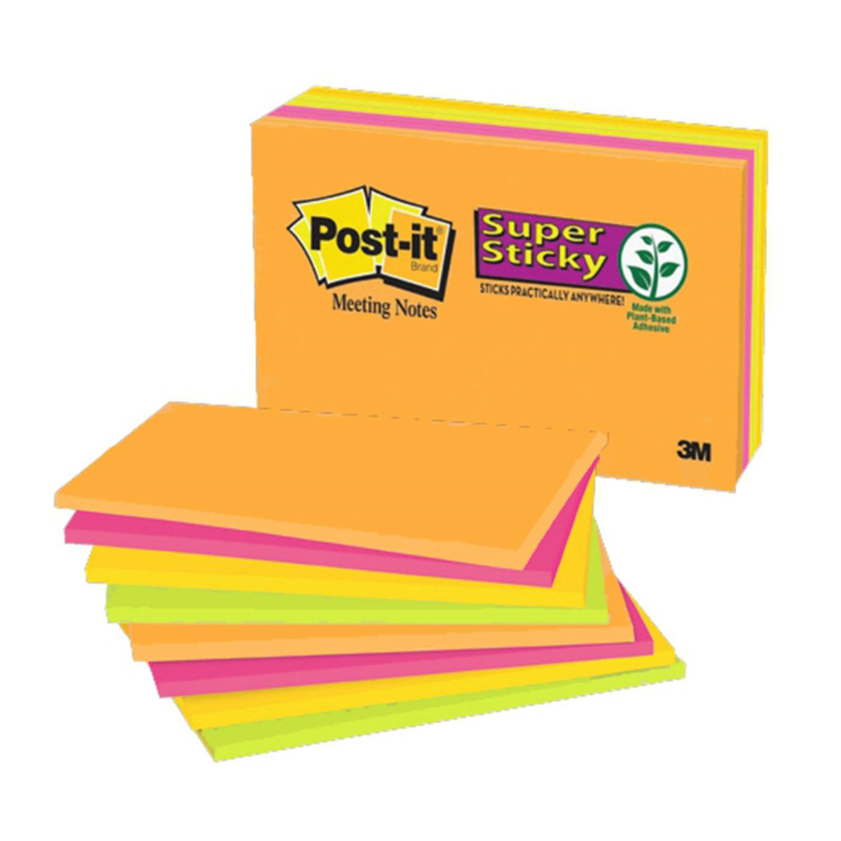 Post-it® 6445-SSP Super Sticky Notes, 6x4", Electric Glow, 8pads ...