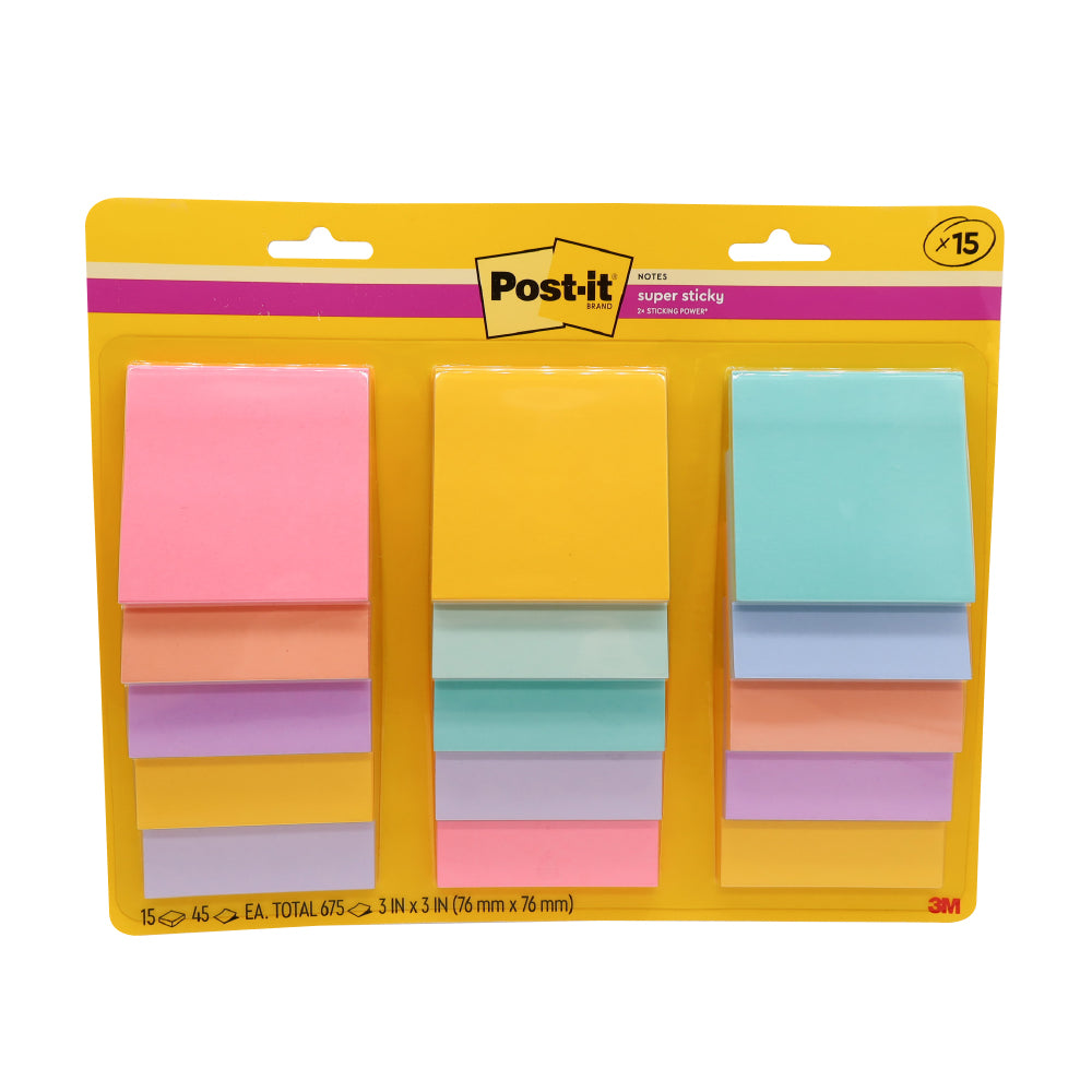 Post-it® 654-15SSASSTJP Super Sticky Notes Multipack Kaleidoscope, 15p ...
